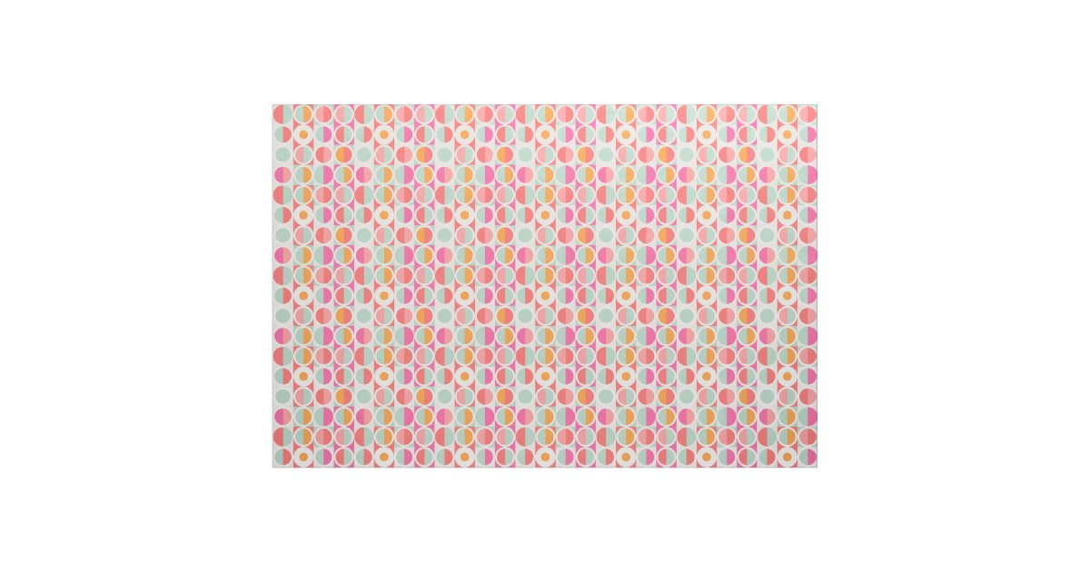 Hot Pink Retro Circle Pattern Fabric | Zazzle