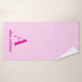 Hot Pink Retro Dolly Monogram Bath Towel Set | Zazzle