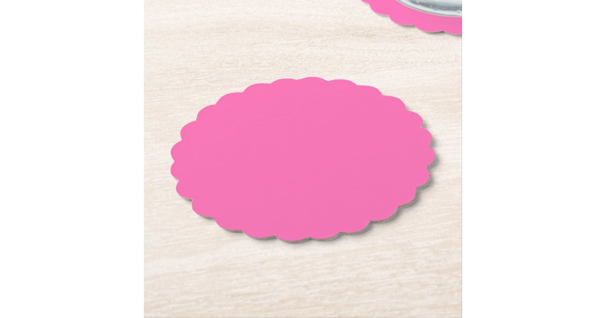 Hot Pink Scalloped Paper Coaster | Zazzle