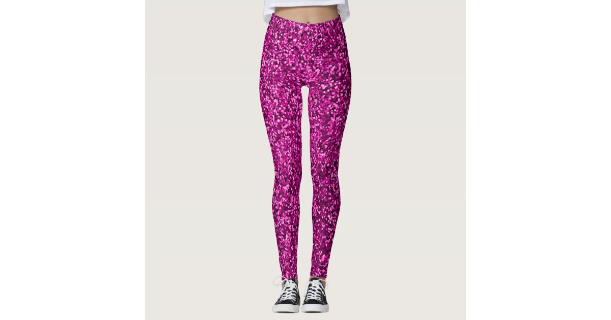 Hot Pink Sequin Bling Leggings Zazzle