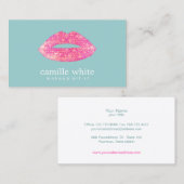 Hot Pink Sequin Lips Beauty Salon Cute Teal Business Card | Zazzle