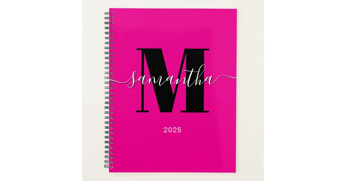 Hot Pink Signature Monogram 2025 Planner | Zazzle