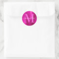 Hot Pink Signature Monogram Foil Classic Round Sticker | Zazzle