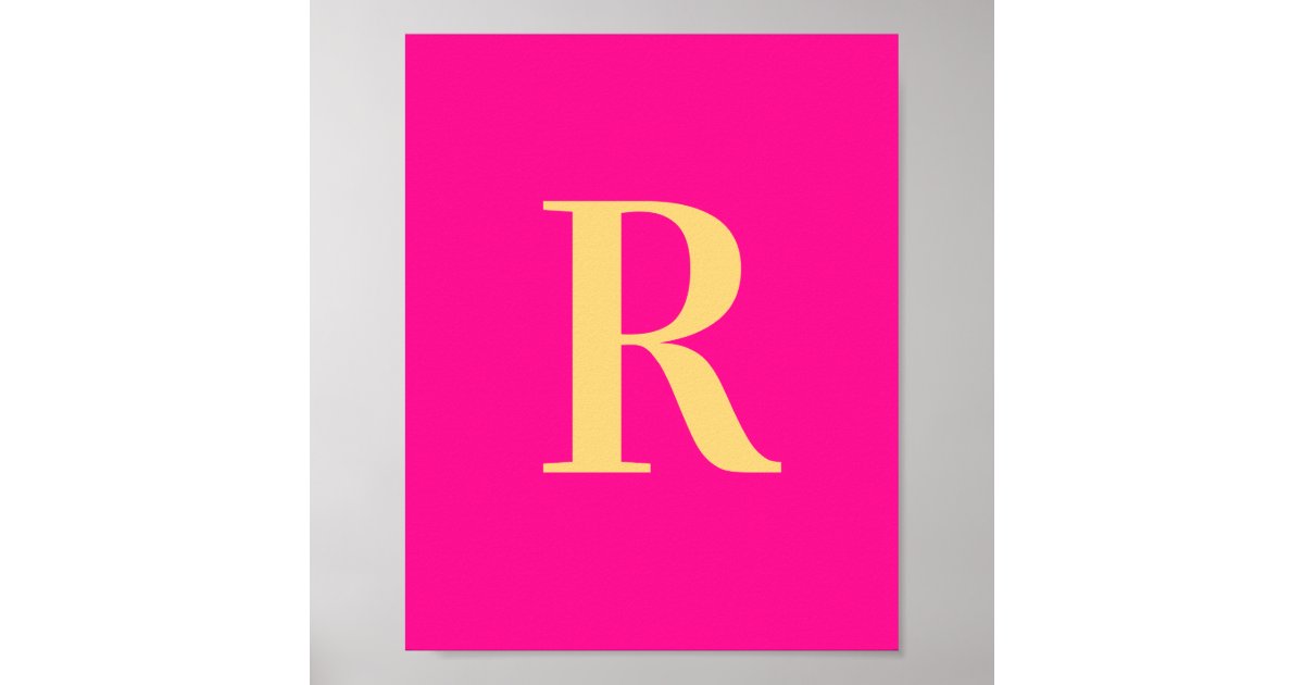 Hot Pink Simple Monogram Poster | Zazzle