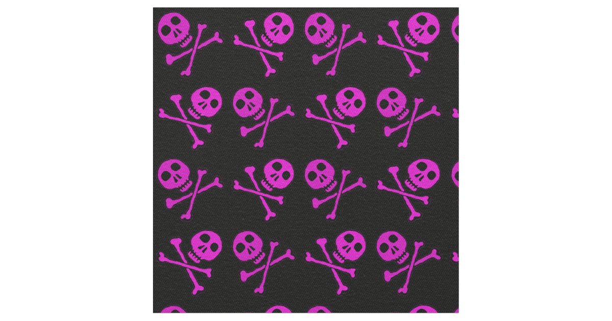 Hot Pink Skull Pattern Fabric | Zazzle
