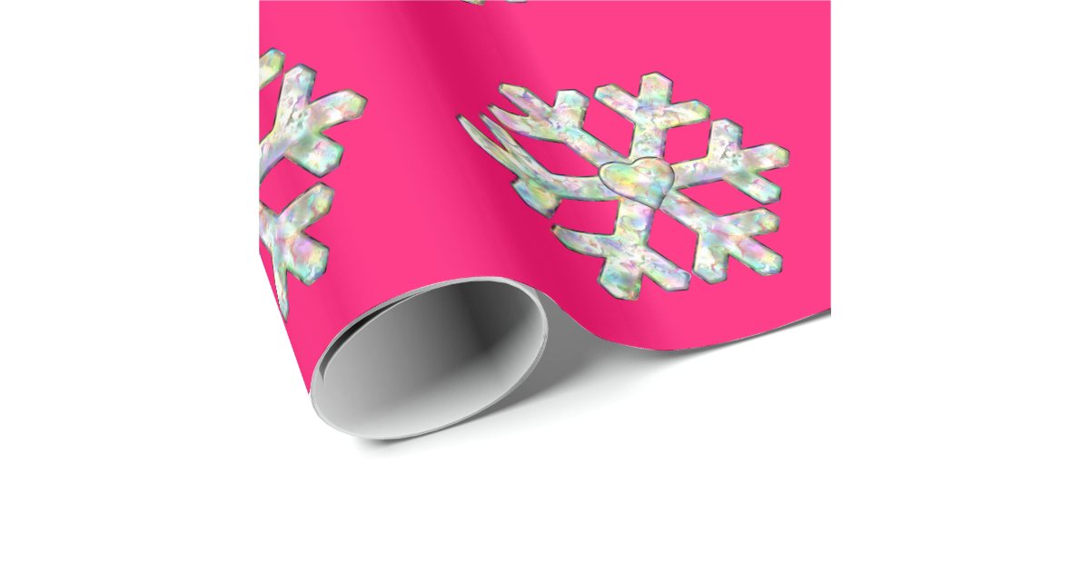 Hot Pink Snowflake Pink Christmas Wrapping Paper | Zazzle