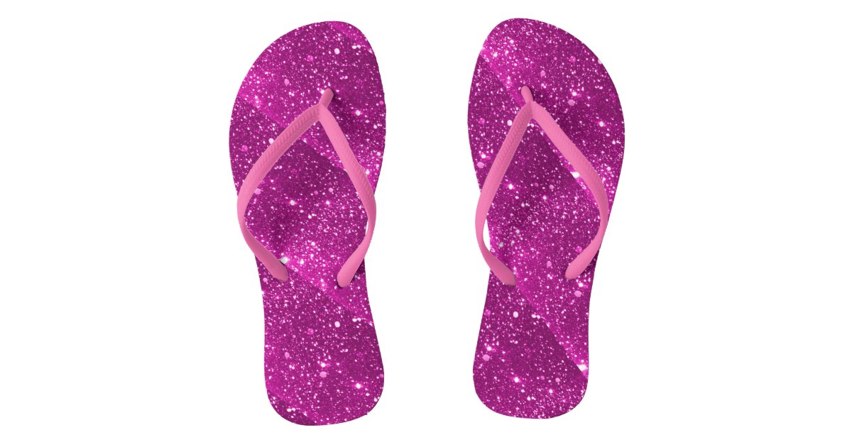 Hot Pink Sparkle Flip Flops | Zazzle