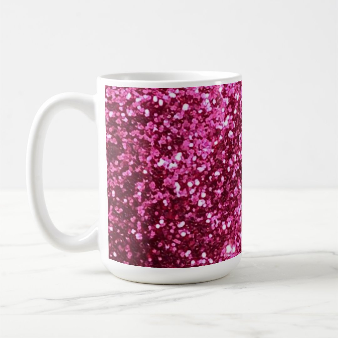 Hot pink sparkle glitter coffee mug | Zazzle