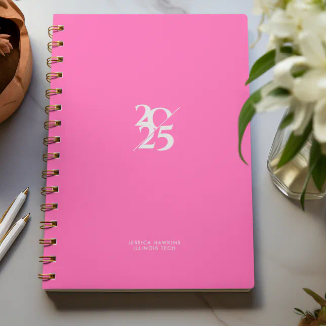 Hot Pink Split Year Spiral Weekly Planner | Zazzle