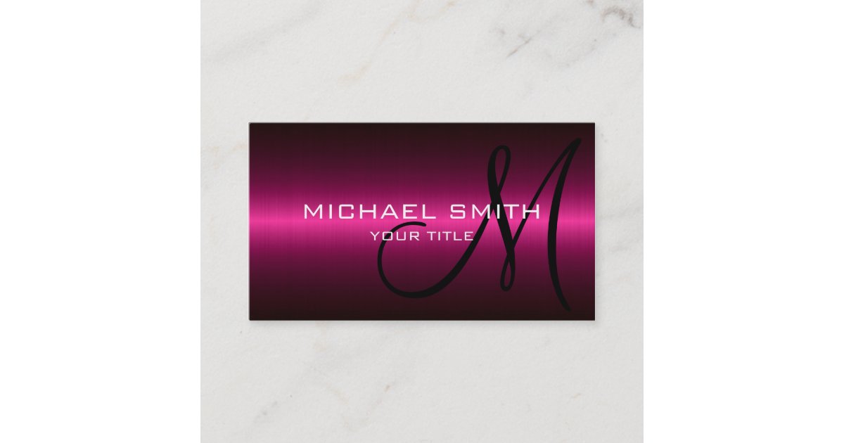 Hot Pink Stainless Metal Professional Business Card | Zazzle