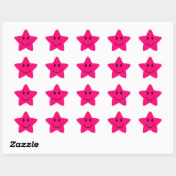 Hot Pink Star Face Stickers | Zazzle