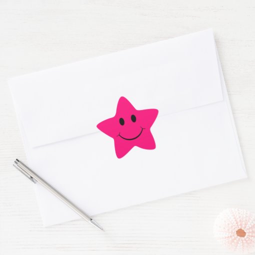 Hot Pink Star Face Stickers | Zazzle