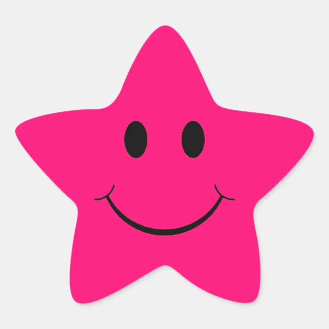 Hot Pink Star Face Stickers | Zazzle