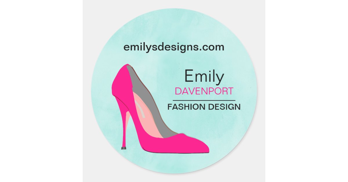 Hot Pink Stiletto High Heel Shoe Chic Business Classic Round Sticker ...