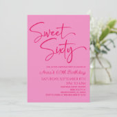 Hot Pink Sweet Sixty Minimal 60th Birthday Party Invitation | Zazzle