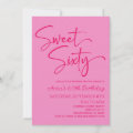 Hot Pink Sweet Sixty Minimal 60th Birthday Party Invitation | Zazzle