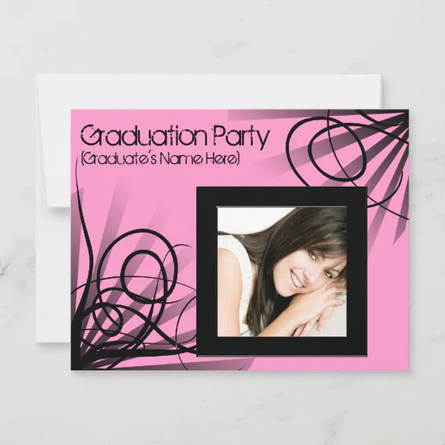 Hot Pink Swirl Graduation Party Invitation | Zazzle