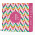 Hot Pink Teal Orange Chevrons Custom Monogram 3 Ring Binder | Zazzle