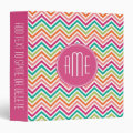 Hot Pink Teal Orange Chevrons Custom Monogram 3 Ring Binder | Zazzle