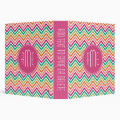 Hot Pink Teal Orange Chevrons Custom Monogram 3 Ring Binder | Zazzle