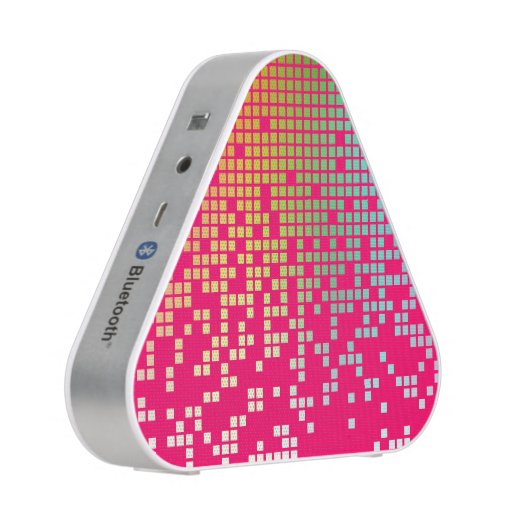 Hot pink techno raining pixels groovy bluetooth speaker | Zazzle