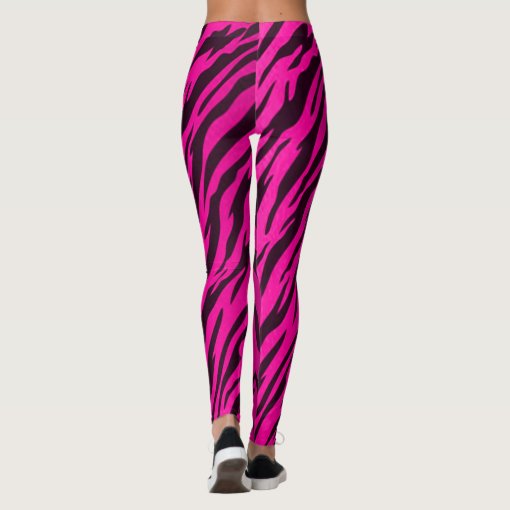 Hot Pink Tiger Stripes Animal Print Leggings | Zazzle