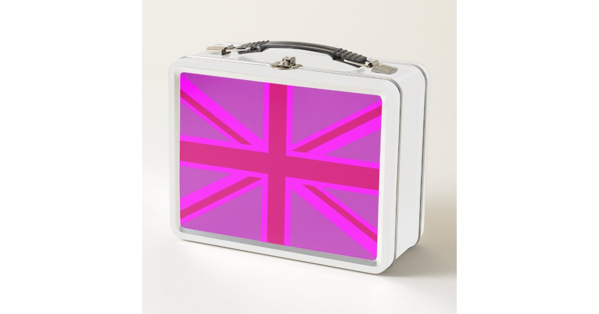 Hot Pink Union Jack British Flag Background Metal Lunch Box | Zazzle
