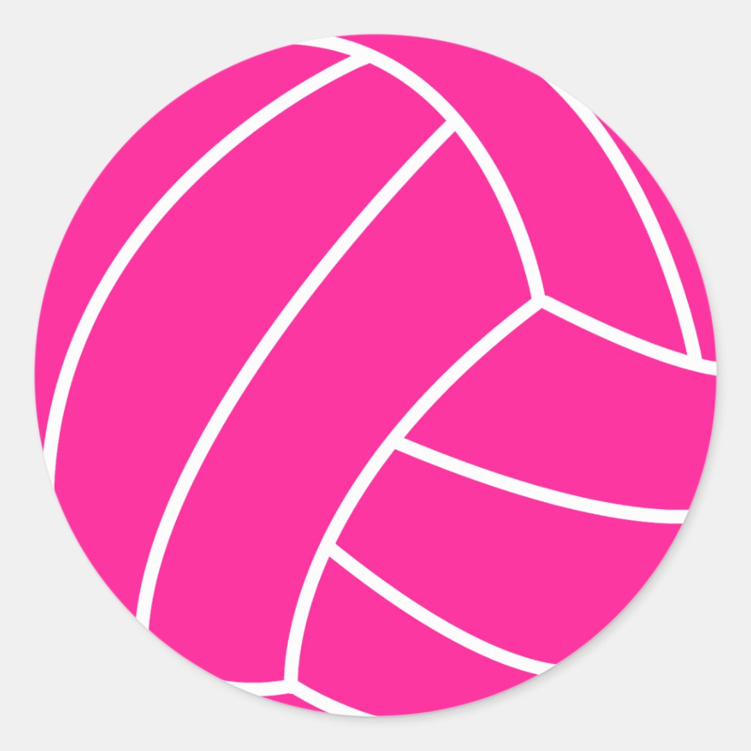 Hot Pink Volleyball Classic Round Sticker | Zazzle