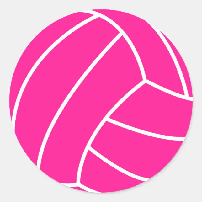 Hot Pink Volleyball Classic Round Sticker | Zazzle