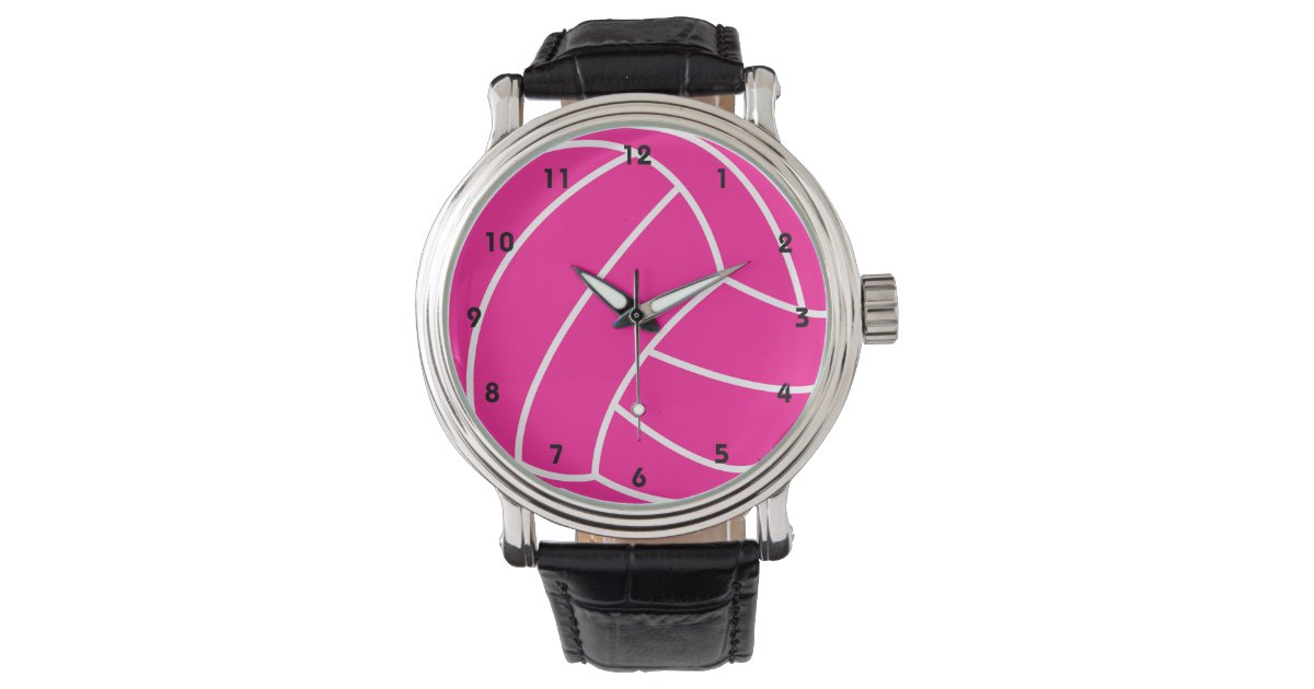 Hot Pink Volleyball Watch | Zazzle