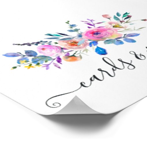 Hot-Pink Watercolor Floral Wedding Cards and Gifts Poster | Zazzle