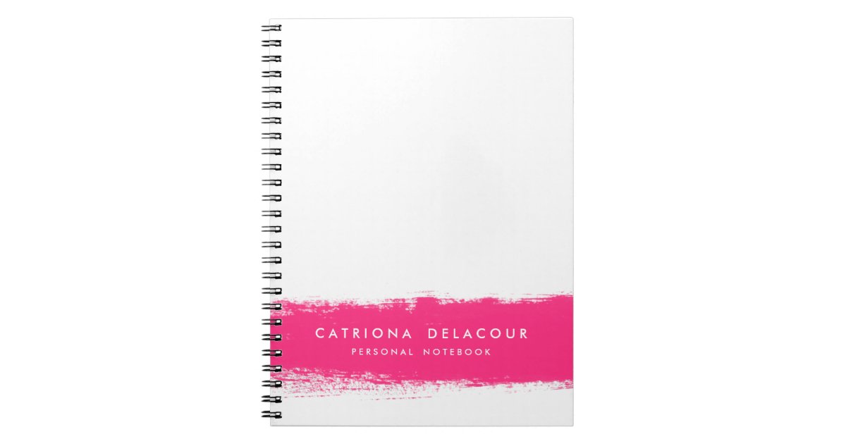 Hot Pink Watercolor Splash Personalized Notebook | Zazzle