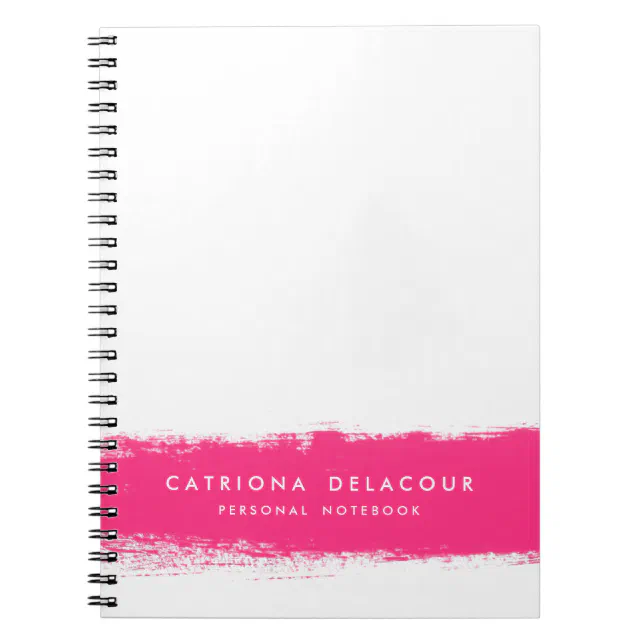 Hot Pink Watercolor Splash Personalized Notebook | Zazzle