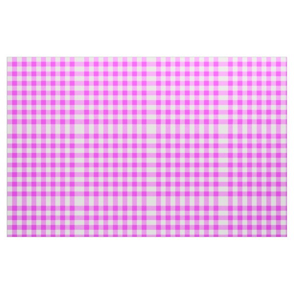 Hot Pink Gingham Pattern Fabric | Zazzle