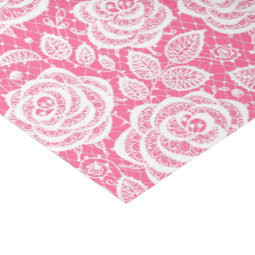 Hot Pink White Rose Lace Gift Wrap Tissue Paper | Zazzle