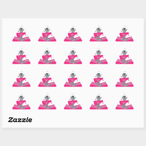 Hot Pink & White Stars Cheer Cheer-leading Party Triangle Sticker | Zazzle