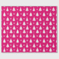 Hot Pink Winter Christmas Tree & Snowflakes Wrapping Paper | Zazzle