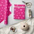 Hot Pink Winter Snowflakes Christmas Wrapping Paper | Zazzle