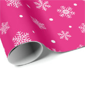 Hot Pink Winter Snowflakes Christmas Wrapping Paper | Zazzle