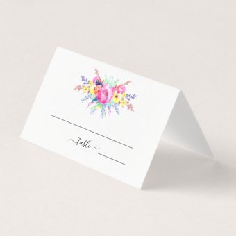 Hot Pink & Yellow Spring Floral Wedding Table Card | Zazzle