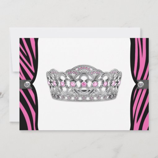 Hot Pink Zebra Princess Pink Black Baby Shower Invitation | Zazzle