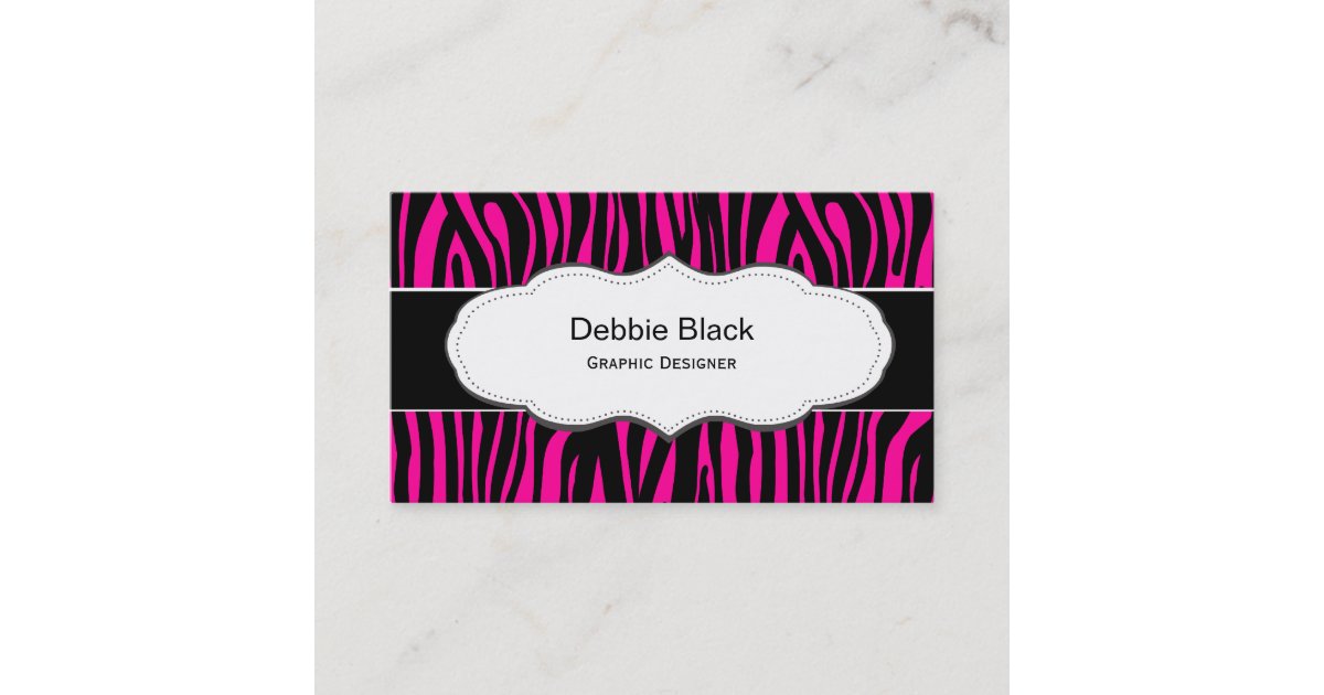 Hot Pink Zebra print business cards | Zazzle