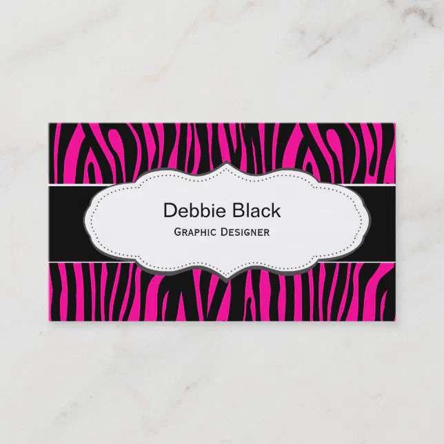 Hot Pink Zebra print business cards | Zazzle