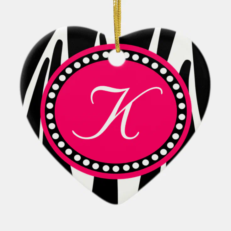Hot Pink Zebra Print Heart Christmas Ornament | Zazzle