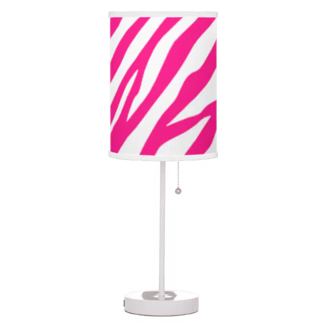 Hot Pink Zebra print table lamp | Zazzle