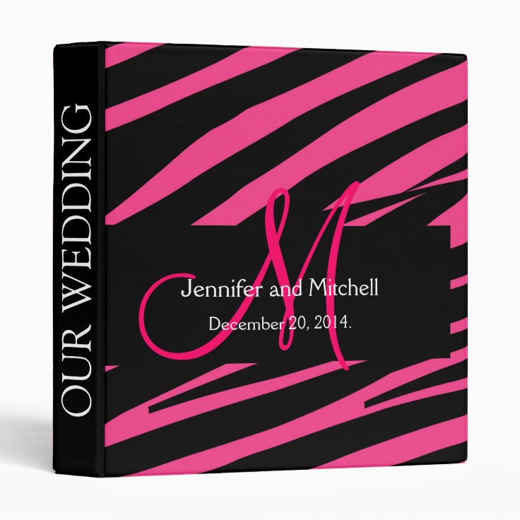 Hot Pink Zebra Print Wedding Planner Binder | Zazzle