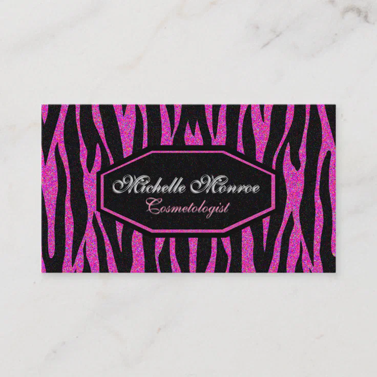 Hot Pink Zebra Stripe Business Card | Zazzle