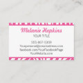 Hot Pink Zebra Stripes Generic Name Business Card | Zazzle