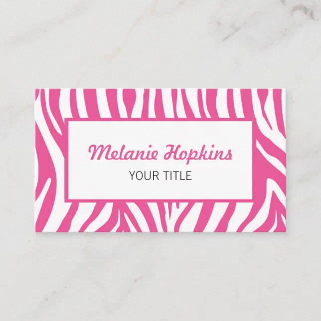 Hot Pink Zebra Stripes Generic Name Business Card | Zazzle
