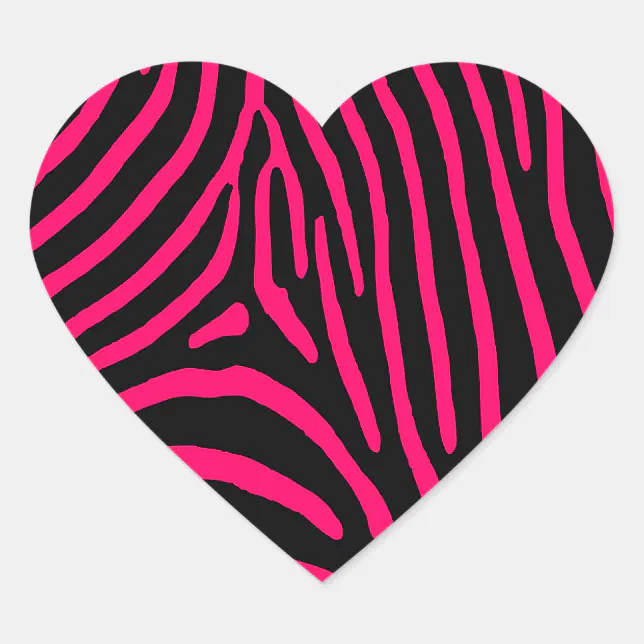 Hot Pink Zebra Stripes Heart Sticker | Zazzle